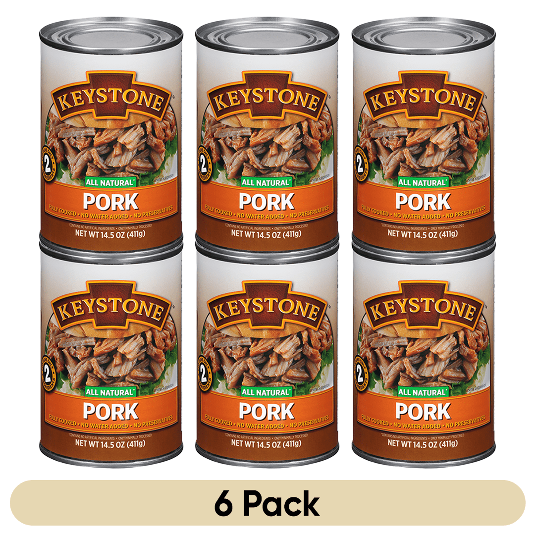 Keystone Natural Pork 14.5 oz Can - 6 Pack, Ready-to-Eat Survival Food ...