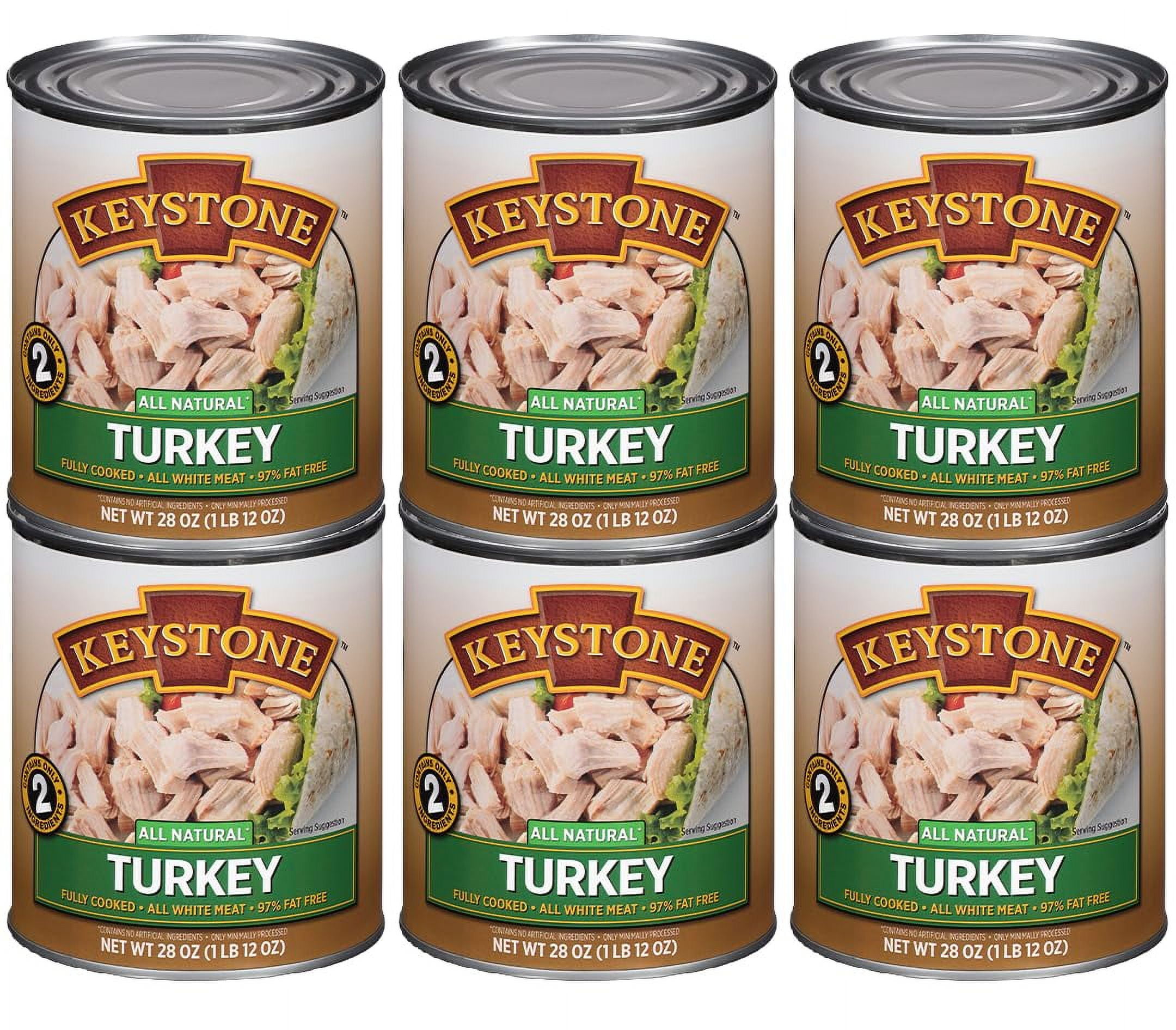 Keystone All Natural Turkey 28 oz Can - 6 Pack, Ready to Eat Survival ...