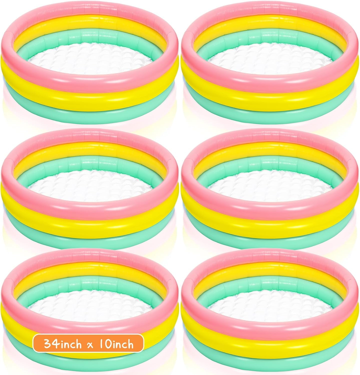 6 Pack Kiddie Pool for Toddler 34 x 10 Inch Inflatable Kids Swimming ...