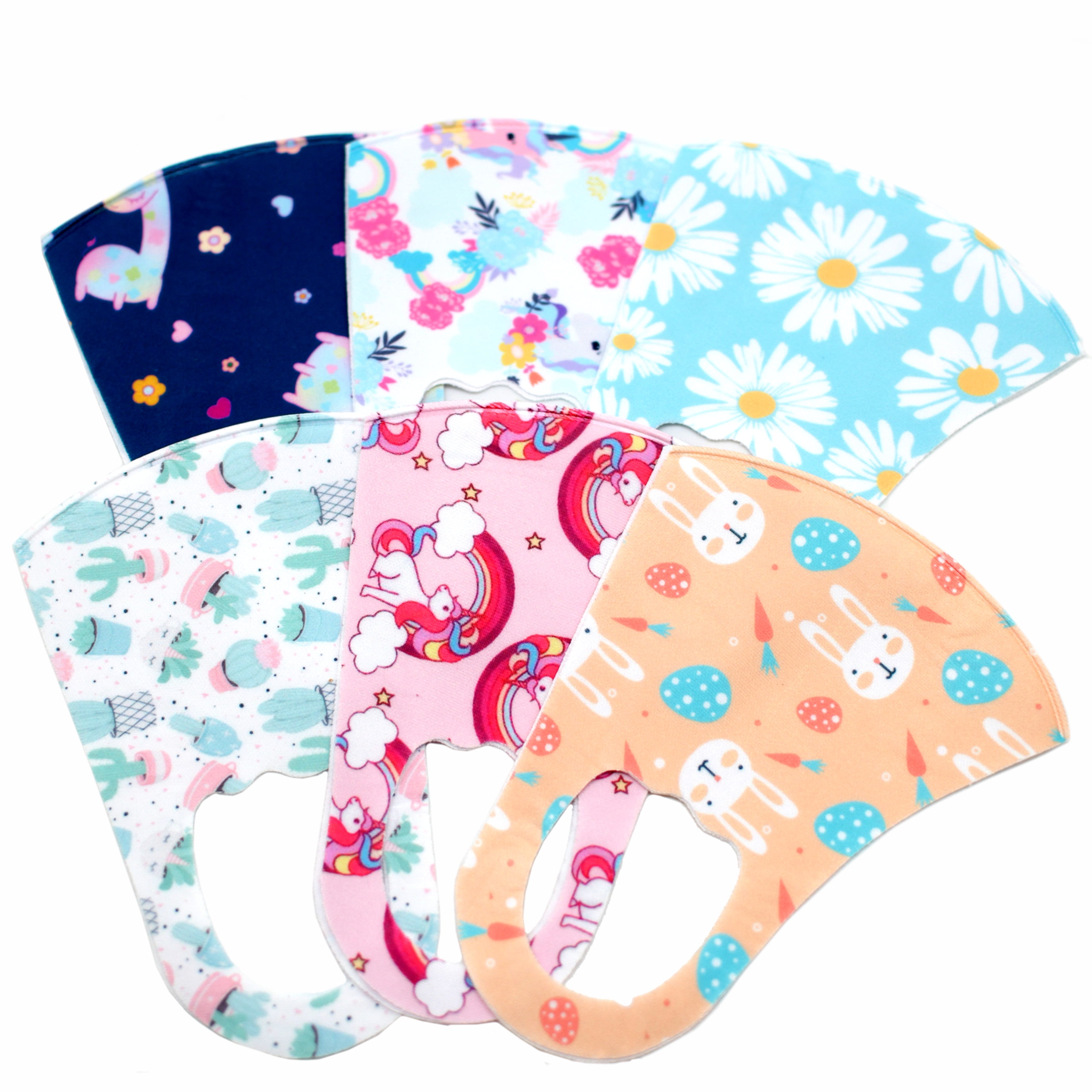 (6 Pack) Kids Reusable Face Masks Washable Polyester Blend Mask ...