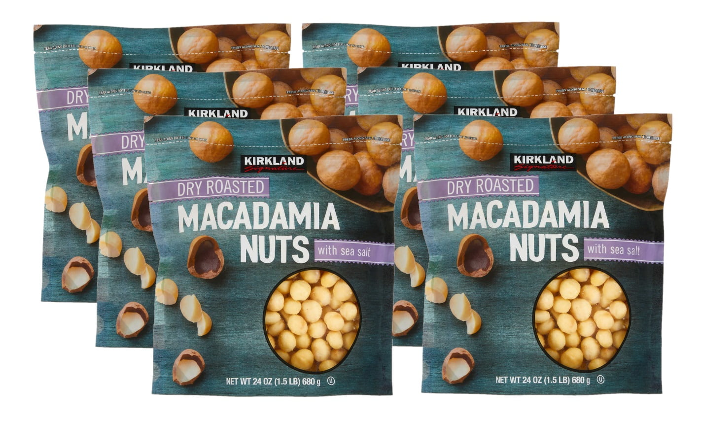 6 Pack | Kirkland Signature Dry Roasted Macadamia Nuts, 24 oz ...