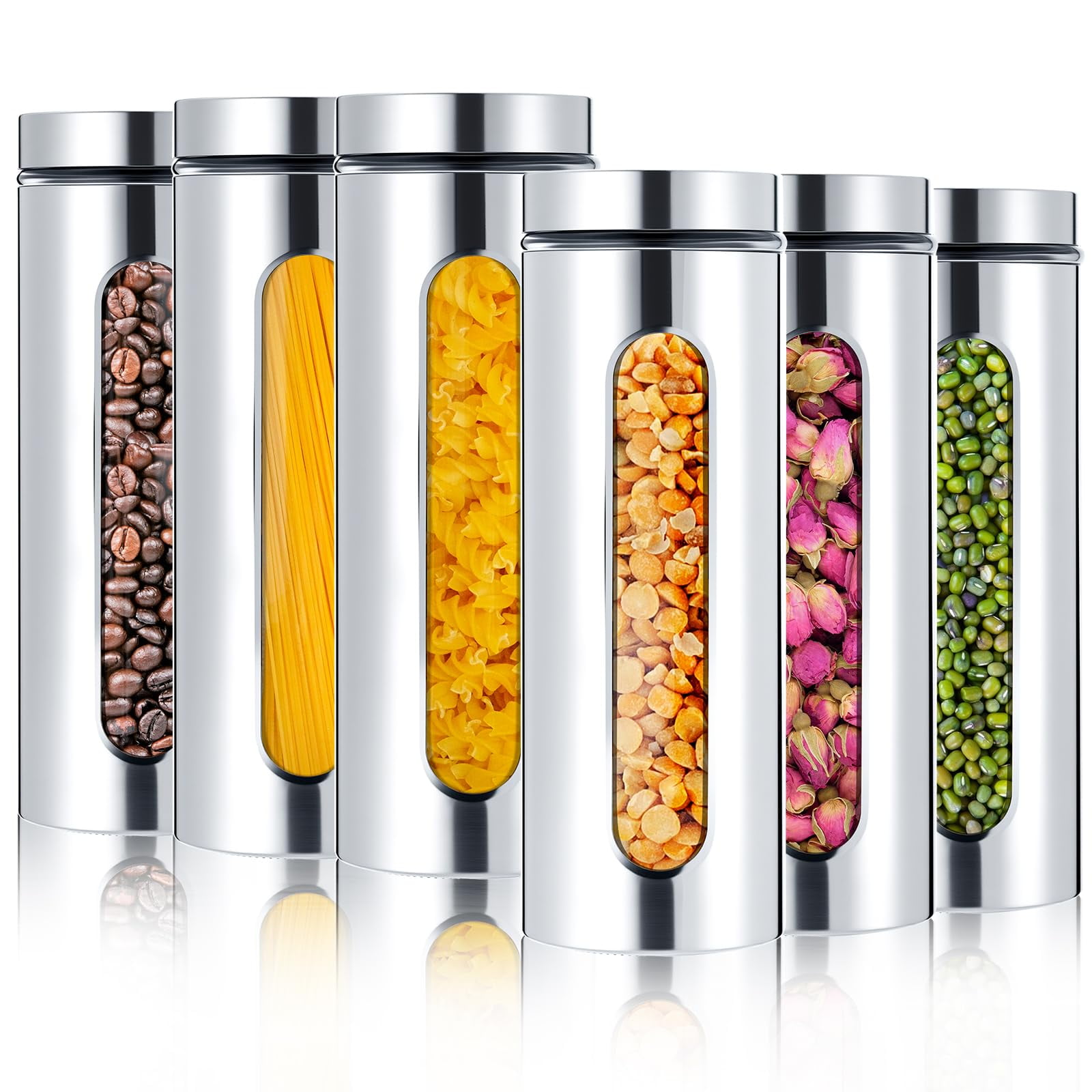 6 Pack Kitchen Canisters Set Airtight Coffee Sugar Tea Candy Storage ...