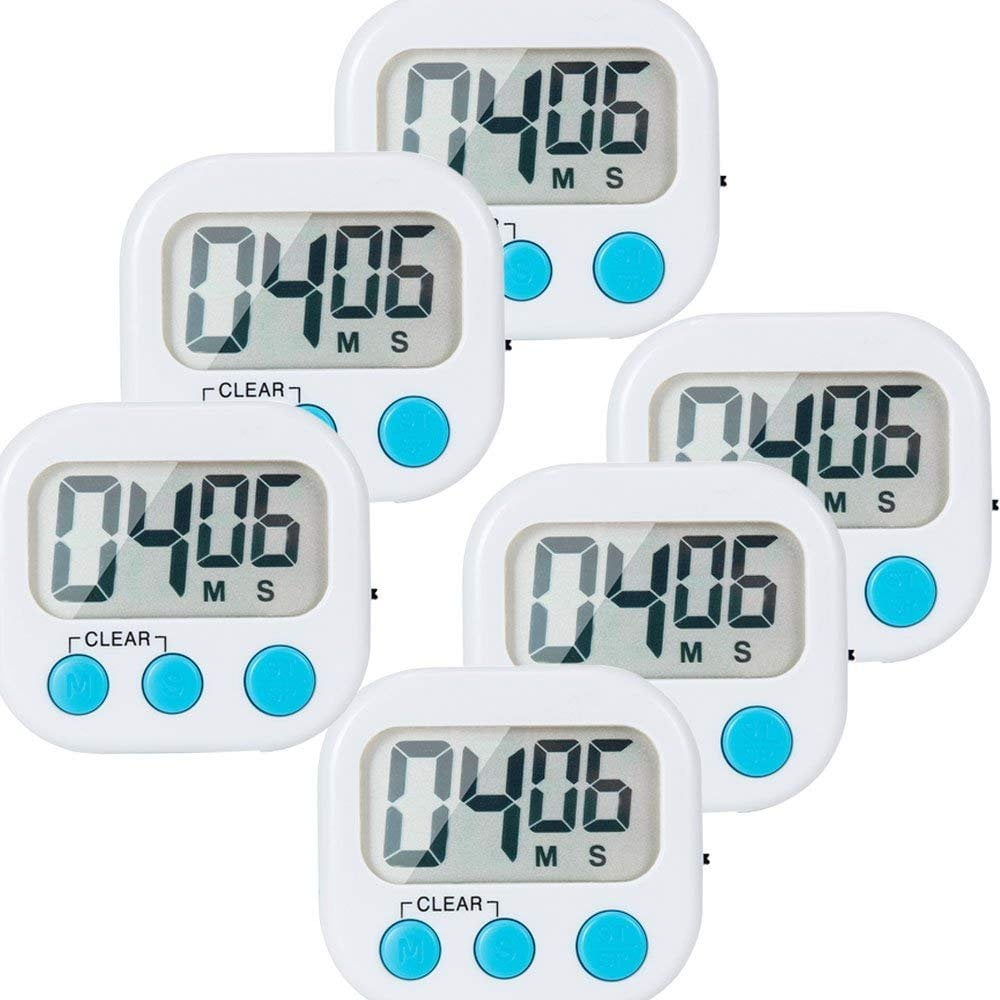 6 Pack Kitchen Digital Timer with Stand and Magnet, Minute Second Count ...