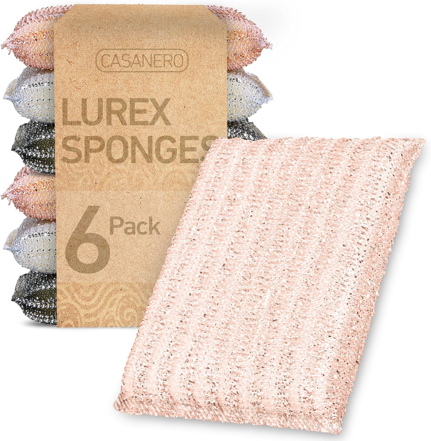 6-Pack Kitchen Scrubbing Sponges, Durable Non Scratch Heavy Duty Multi ...