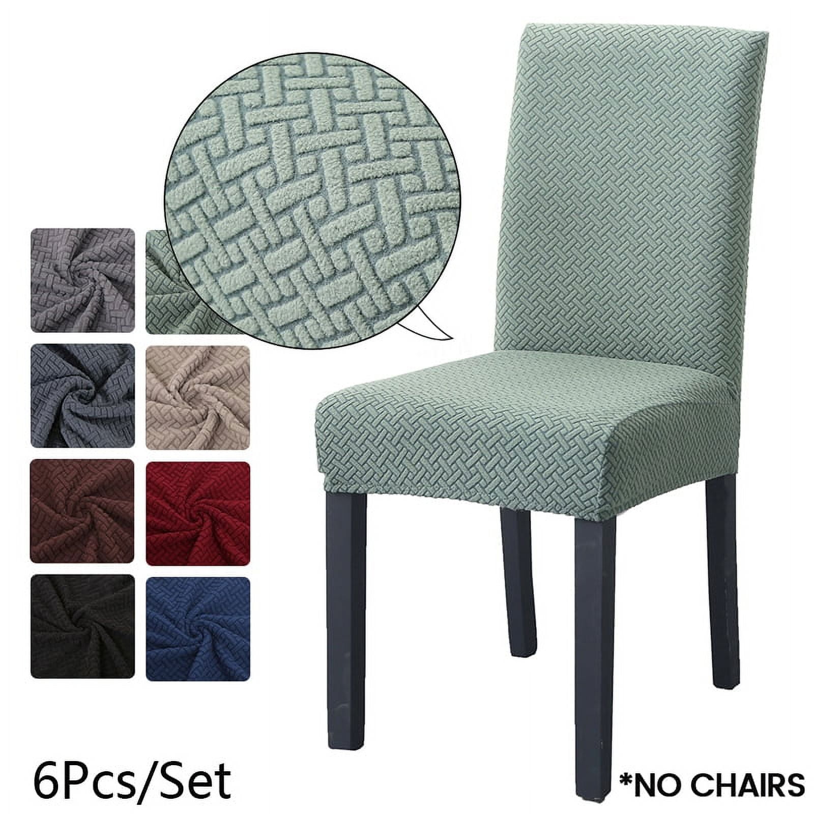 6 Pack Knitted Jacquard Dining Chair Cover Super Fit Stretch Removable ...
