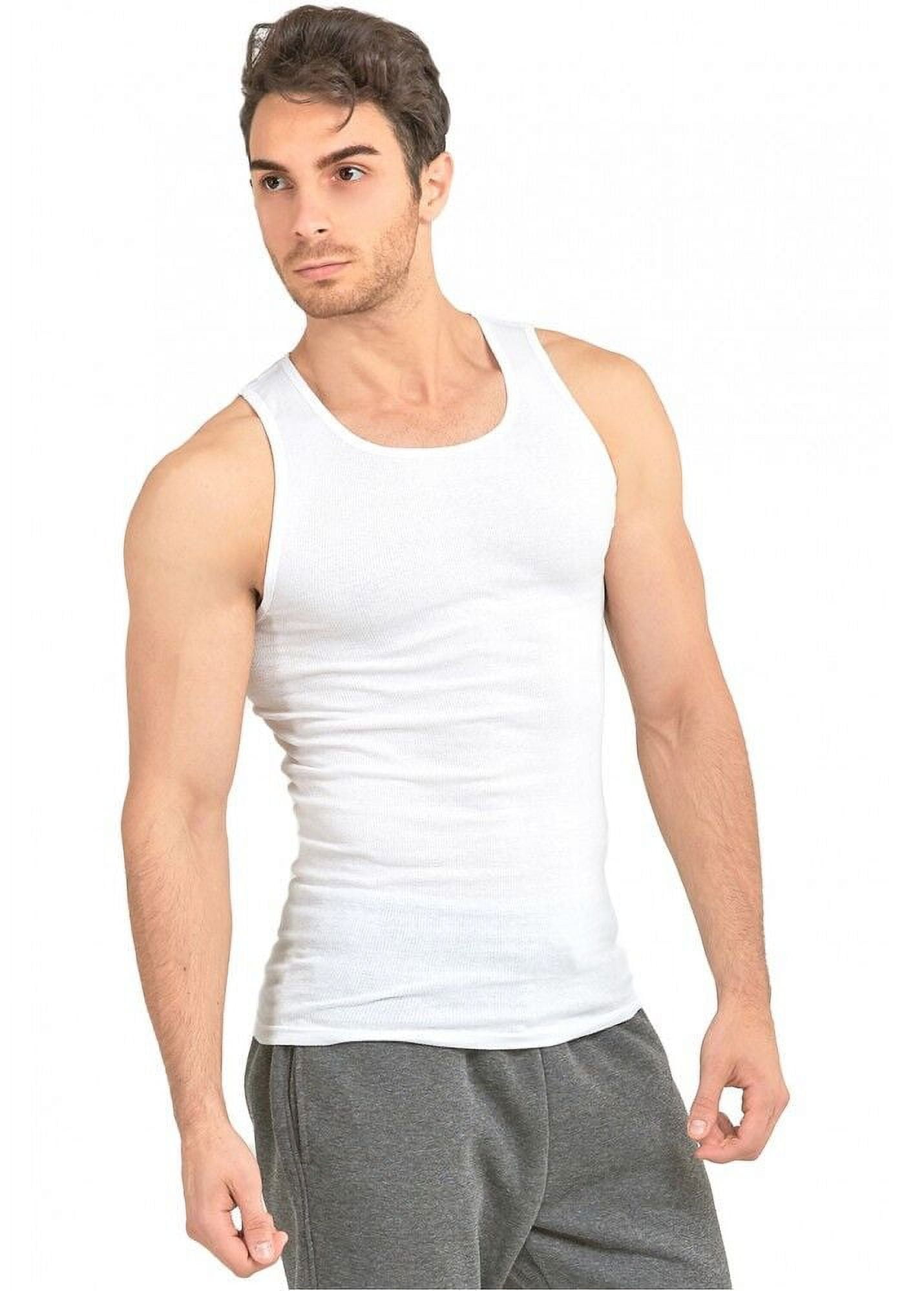 6 Pack Knocker Men's 100% Cotton White A-Shirts (Sizes S-3XL) - Walmart.com