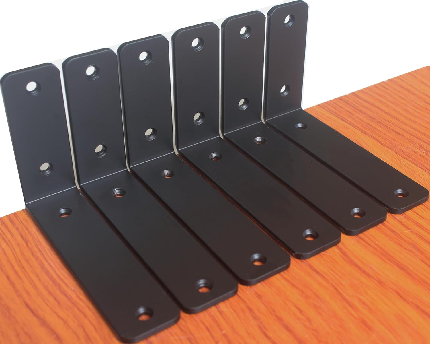 6 Pack - L 6" x H 4" x W1.5, 5mm Thick Black L Shelf Bracket, Iron ...