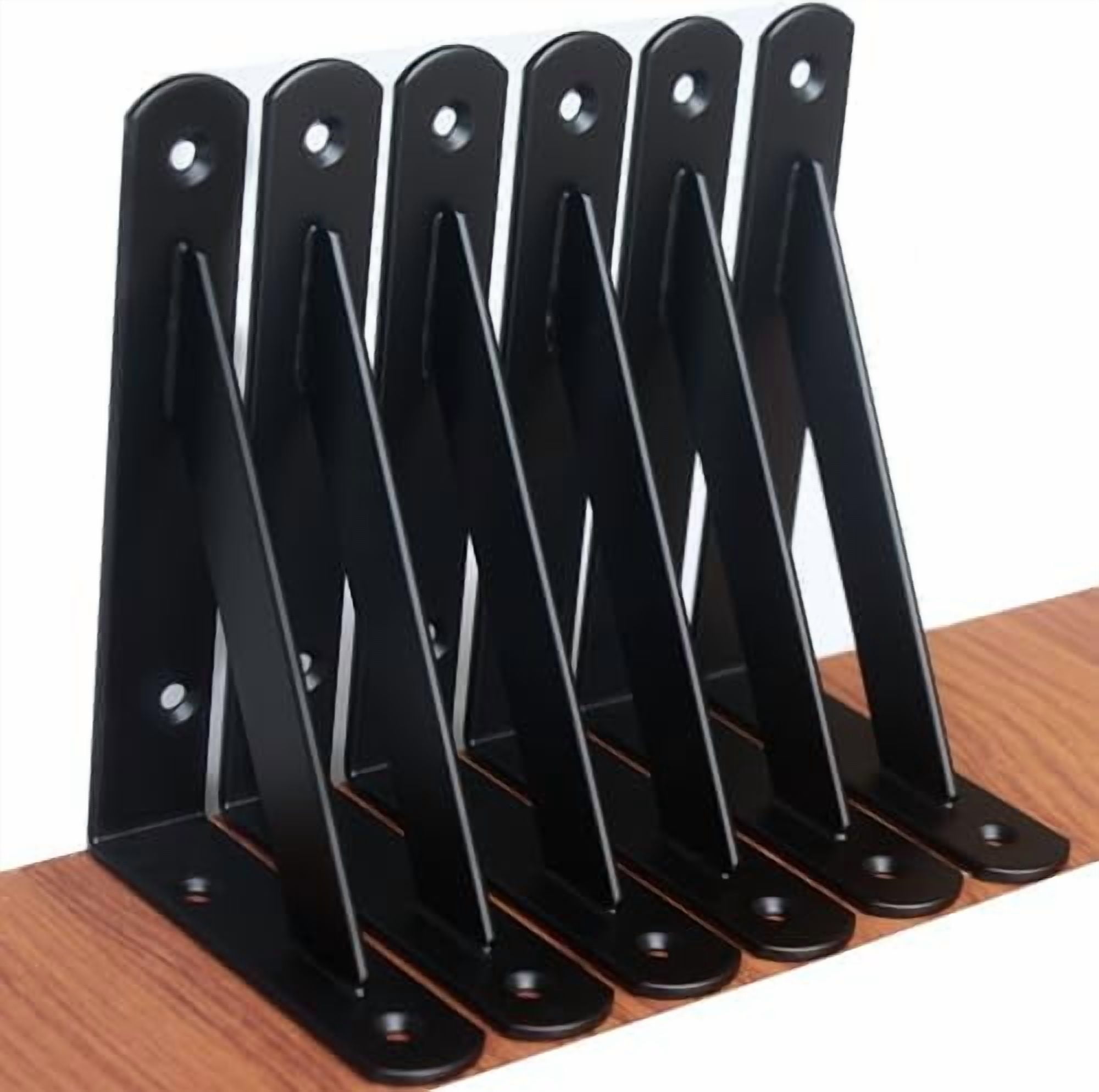 6 Pack L6 x H 4" Black Heavy Duty Shelf Brackets with Screws Metal ...