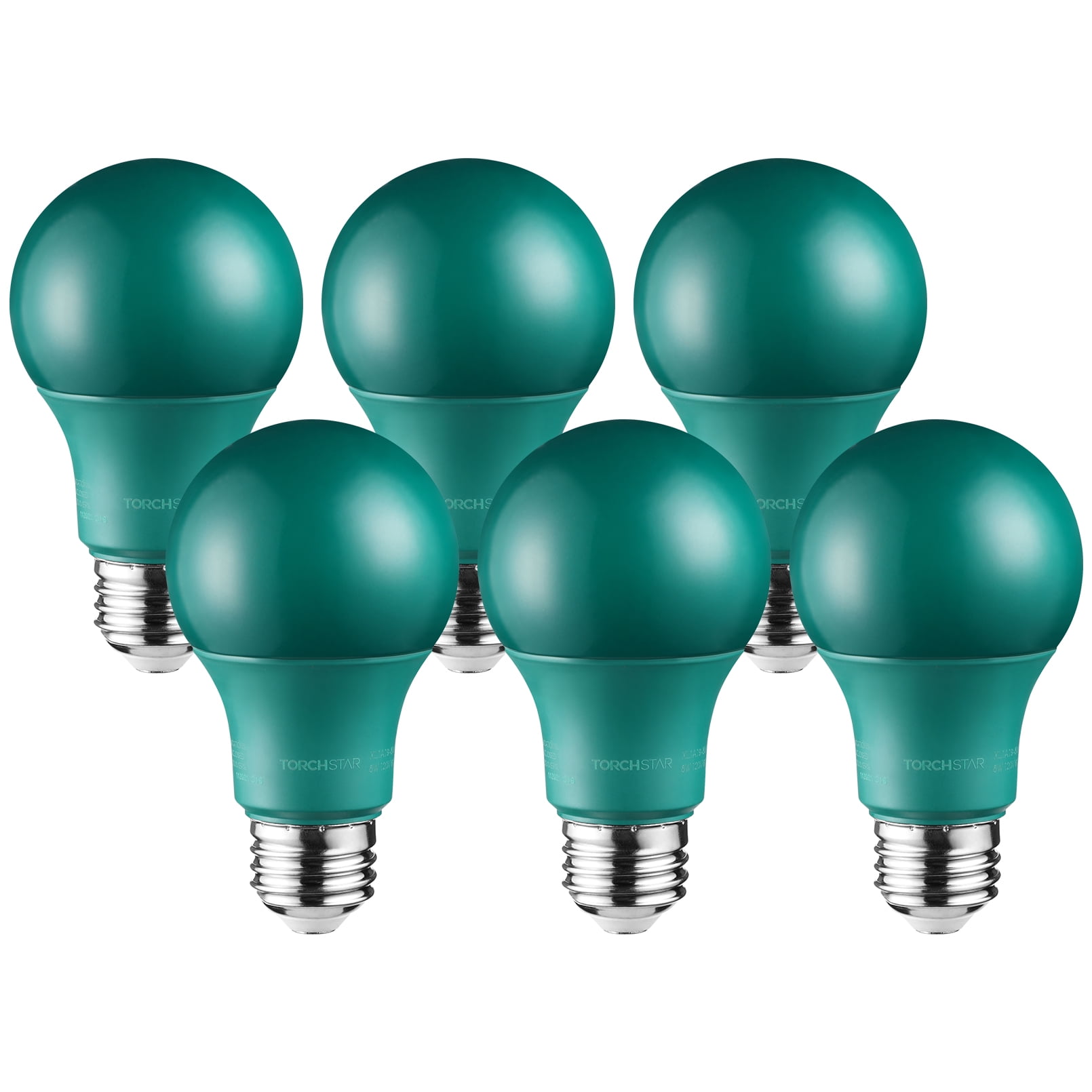 6 Pack LED A19 Green Bulbs, 8W=40W, Porch Colored Bulb E26 Base ...