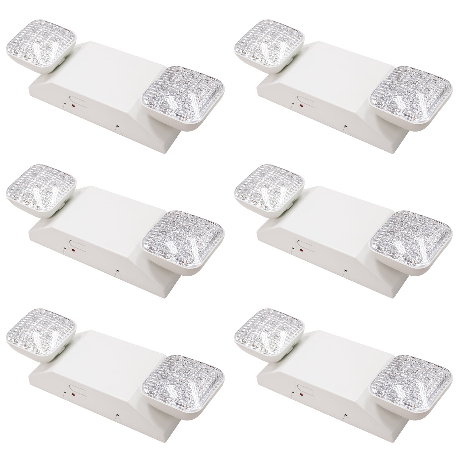 6 Pack LED Emergency Lights with Battery Backup, Two Head Adjustable ...