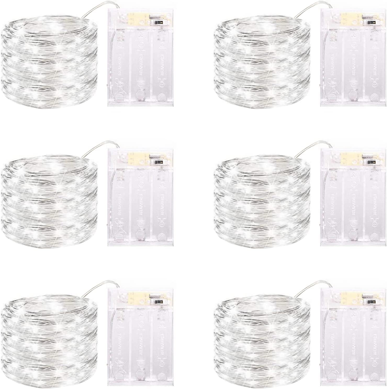 6 Pack LED Fairy Lights Battery Operated with Timer, 13FT 40LED ...