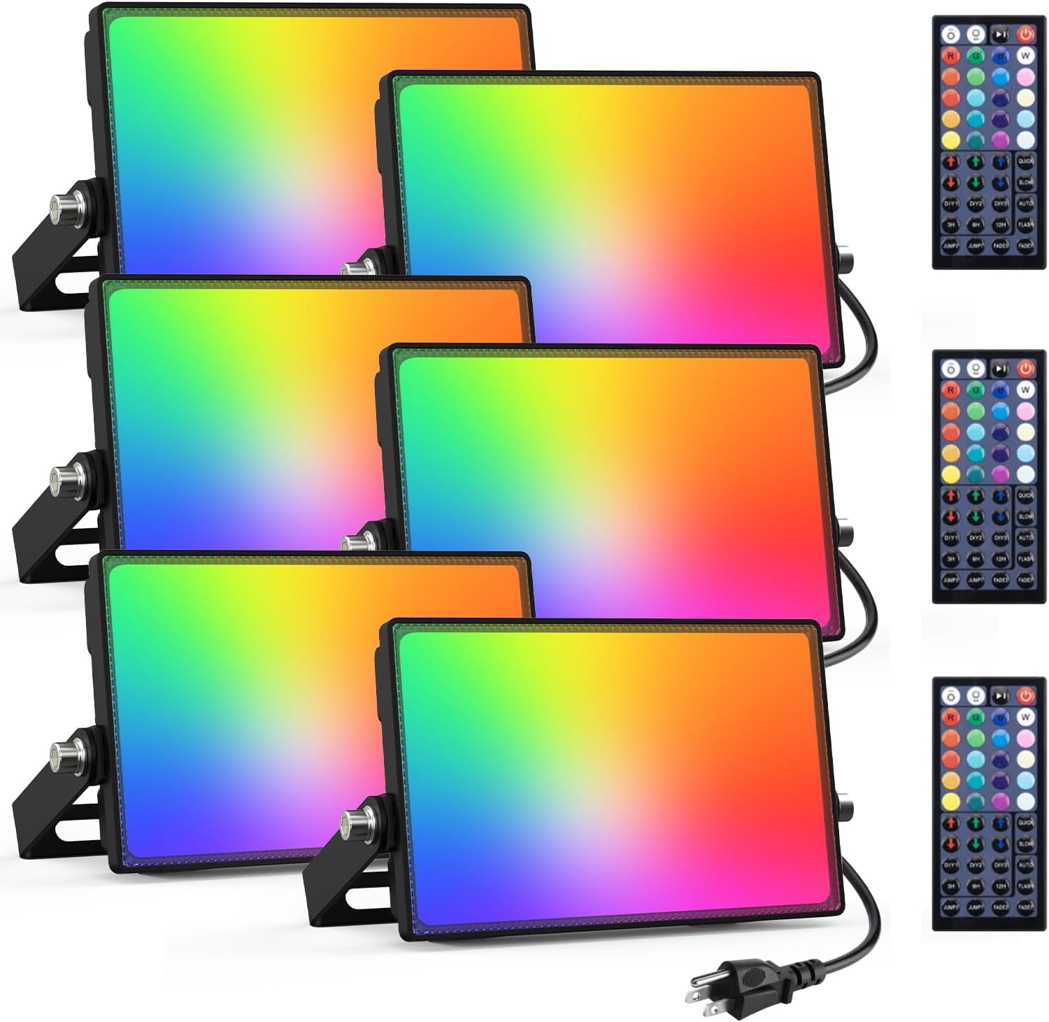 6 Pack LED Flood Light Outdoor 100W Color Changing 2700K Warm White ...