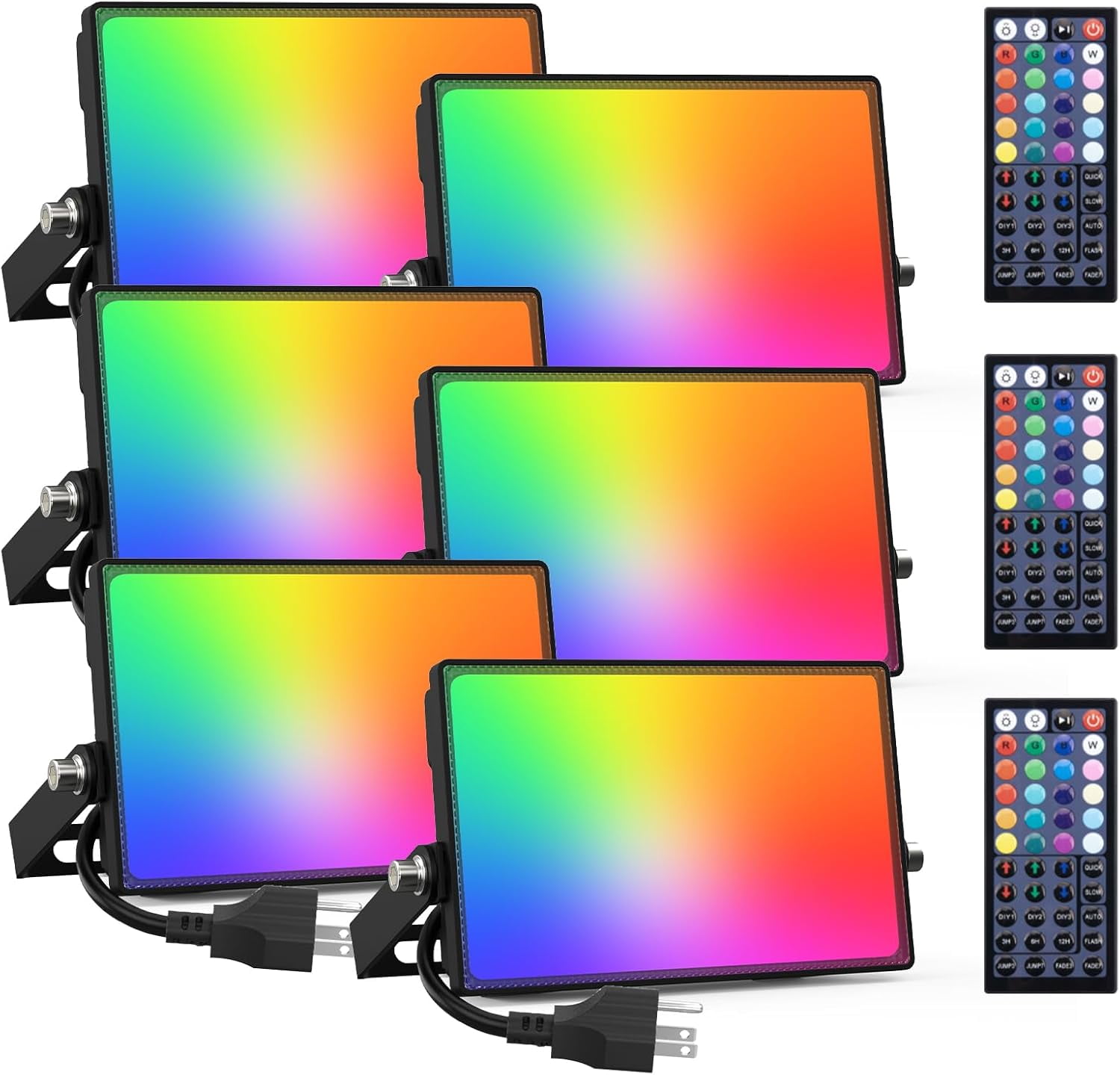 6 Pack LED Flood Light Outdoor 100W Color Changing 2700K Warm White ...