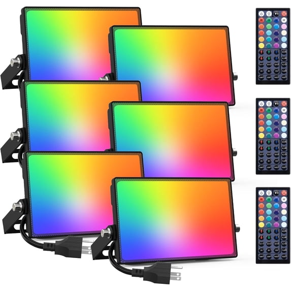 6 Pack LED Flood Light Outdoor 100W Color Changing 2700K Warm White ...