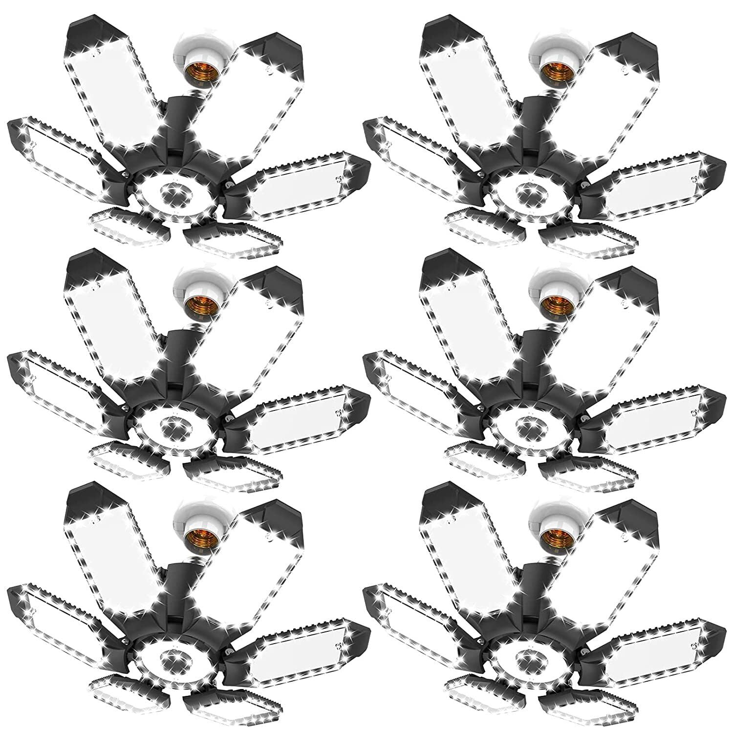 6-Pack 22000Lm Adjustable LED Garage Lights, Deformable, Overhead ...