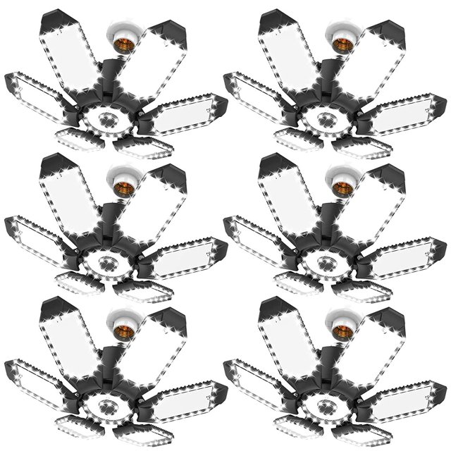 6-Pack 22000Lm Adjustable LED Garage Lights, Deformable, Overhead ...