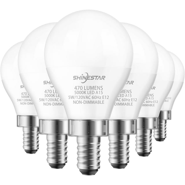 Walmart 6 Pack LED Light Bulbs, 40W Equivalent, E12 Base, 5000K ...
