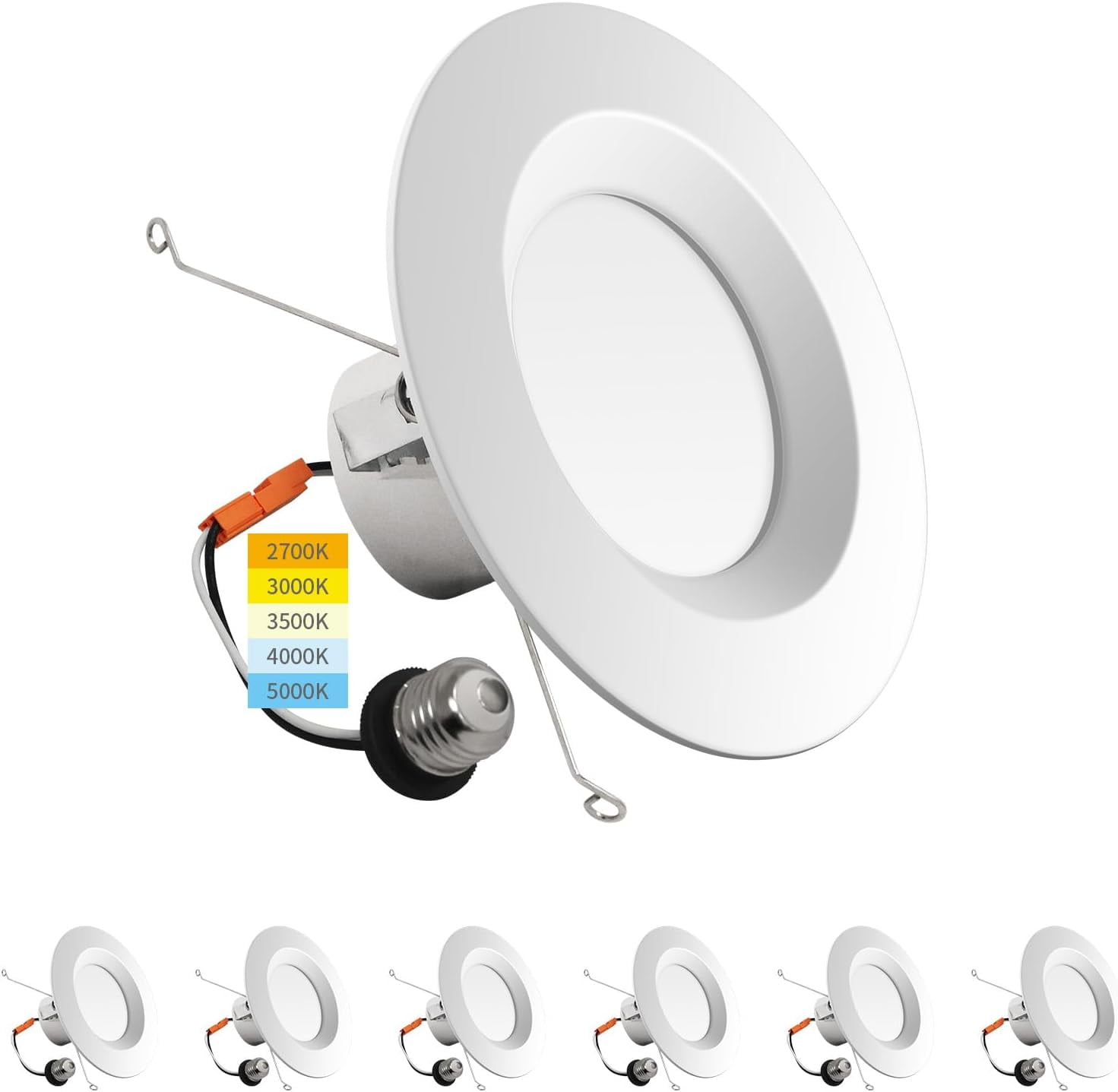 6 Pack LED Recessed Lighting 6 Inch Retrofit,14W=90W, 1100LM, 5CCT ...
