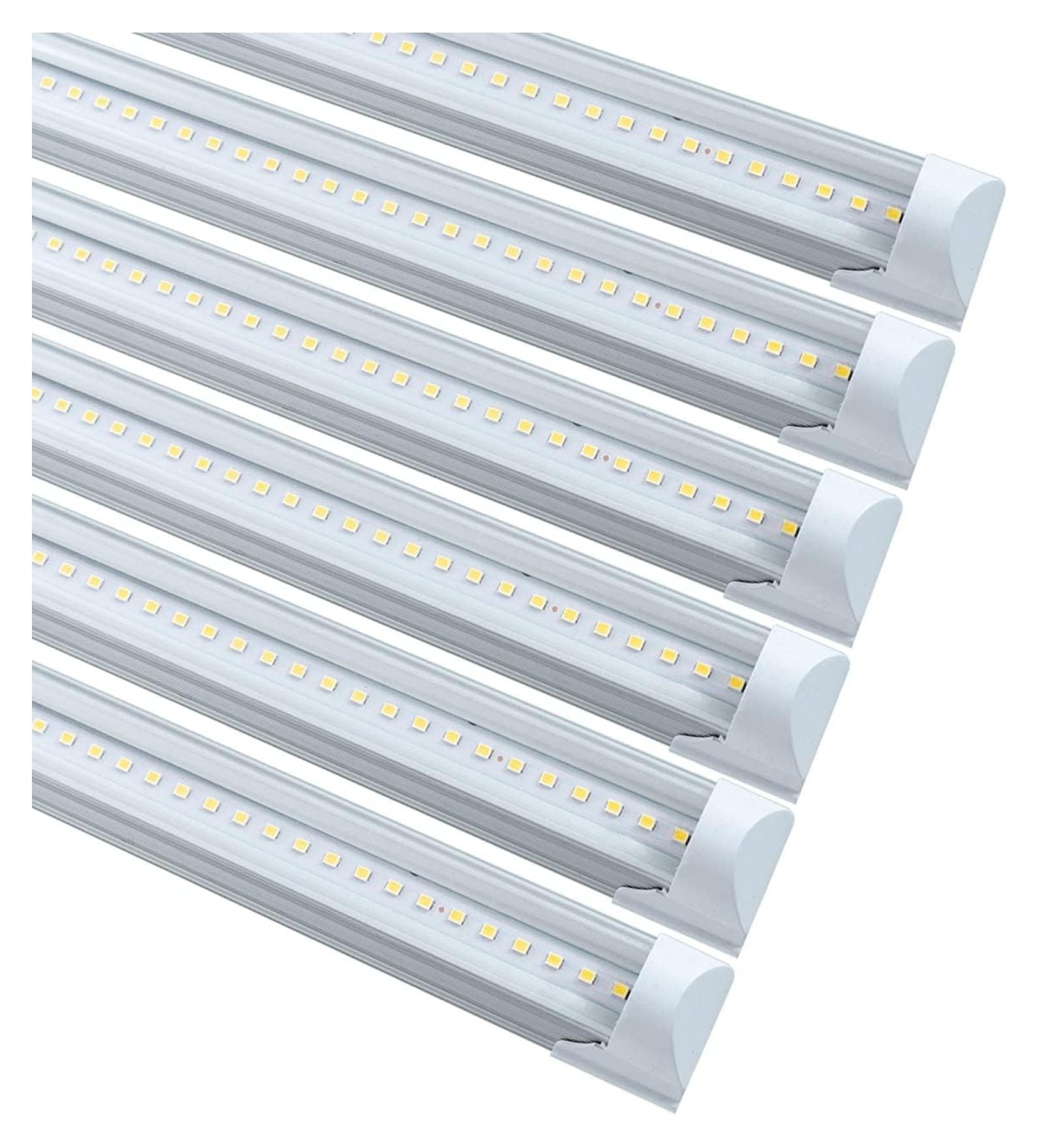 6 Pack LED Shop Light, 4FT 24W 6500K, Cool White, Clear Cover, Hight Output, Linkable 4 Foot LED ...