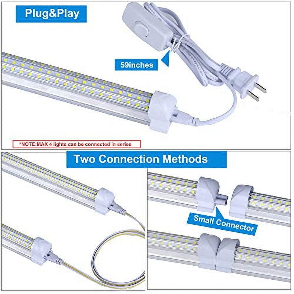 6-Pack, LED Shop Light, 4FT 75W 9000LM 5000K, Daylight White, U Shape ...