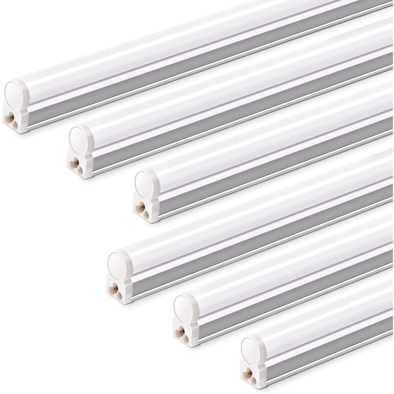 6 Pack LED T5 Integrated Single Fixture, 4FT, 2200lm, 6500K Super ...