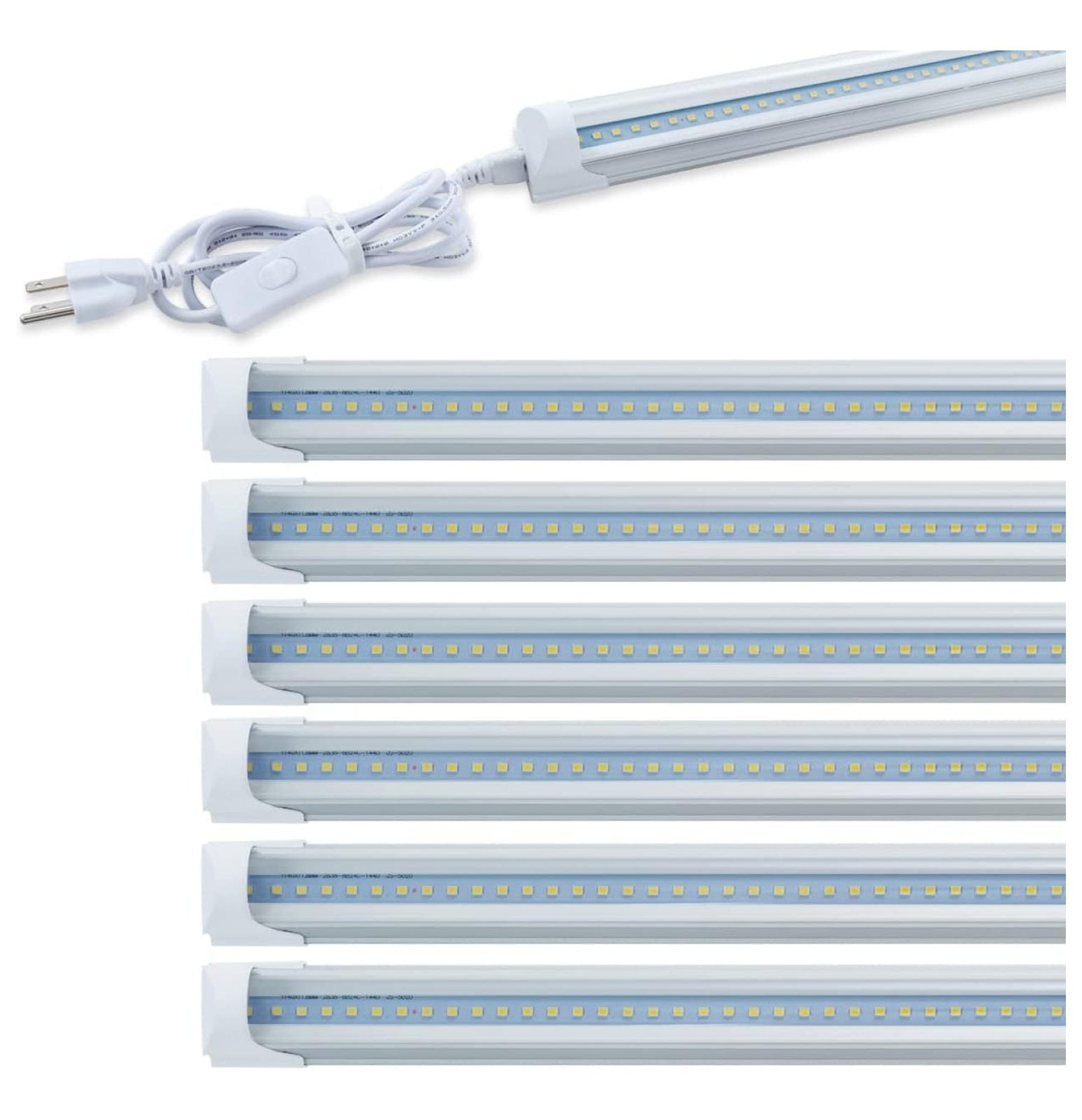 6 Pack LED T8 Shop Light, 4FT 24W 6000K Daylight White Linkable LED ...