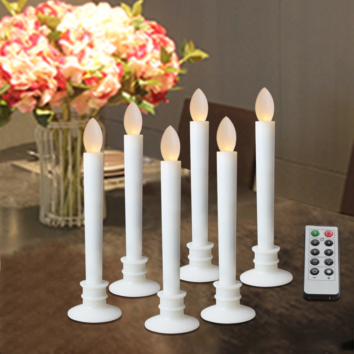6 Pack LED Window Candles - Flameless Taper Candles with Remote & Timer ...