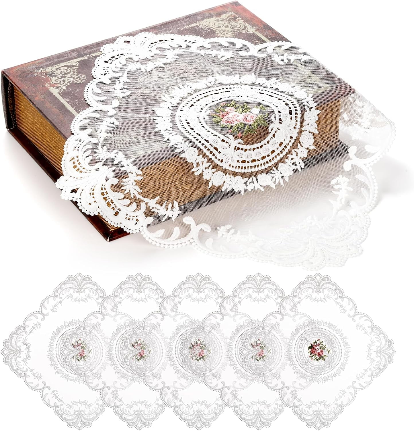 6 Pack Lace Placemats, Retro French Style Cup Mat, Embroidered Dinning ...