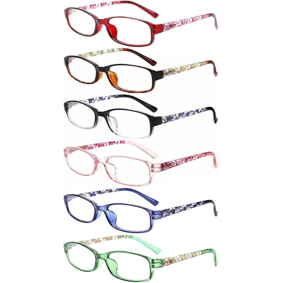6 Pack Ladies Reading Glasses for Women Blue Light Blocking Spring ...