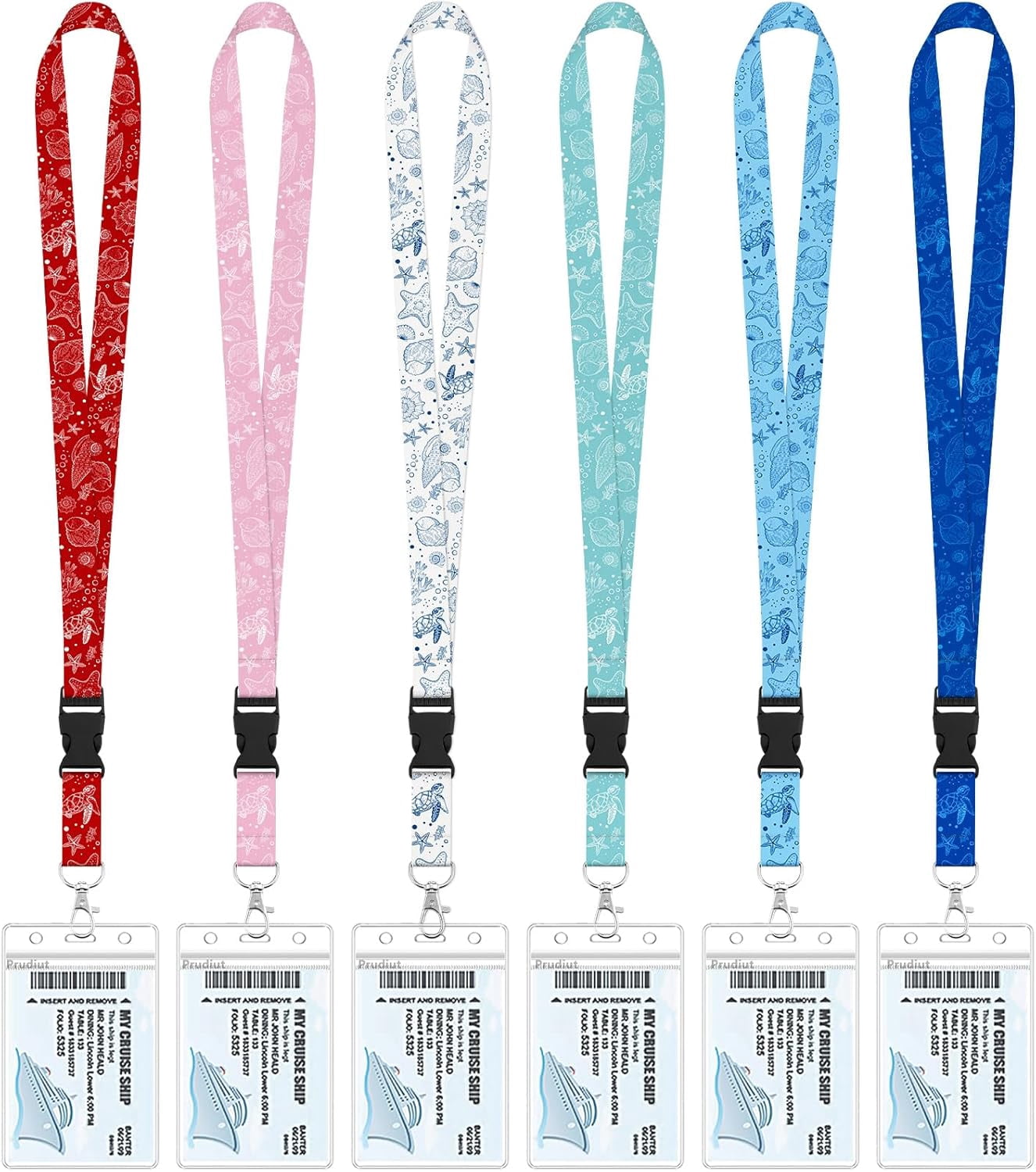 6 Pack Lanyards for Cruise Ship Cards with Waterproof ID Card Badge ...