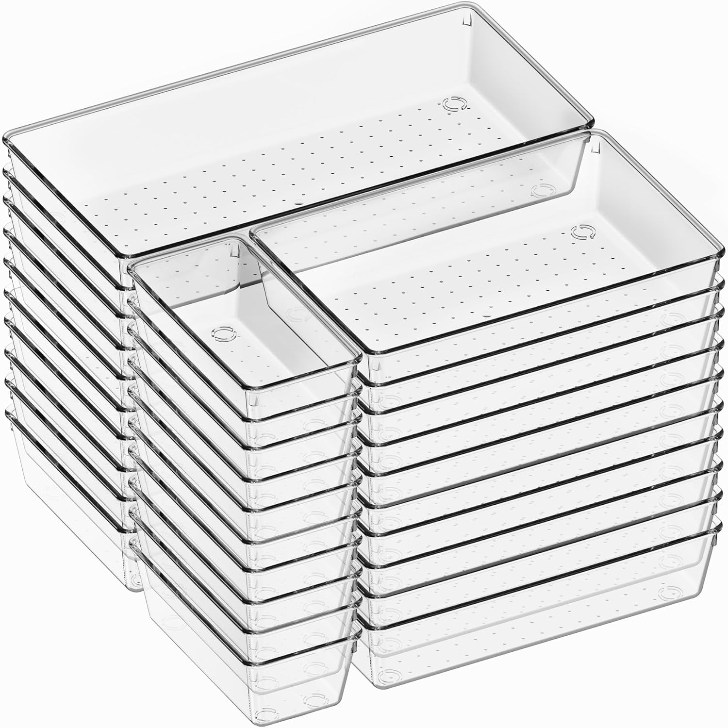 6 Pack Large Clear Plastic Drawer Organizer Trays, Acrylic Kitchen ...