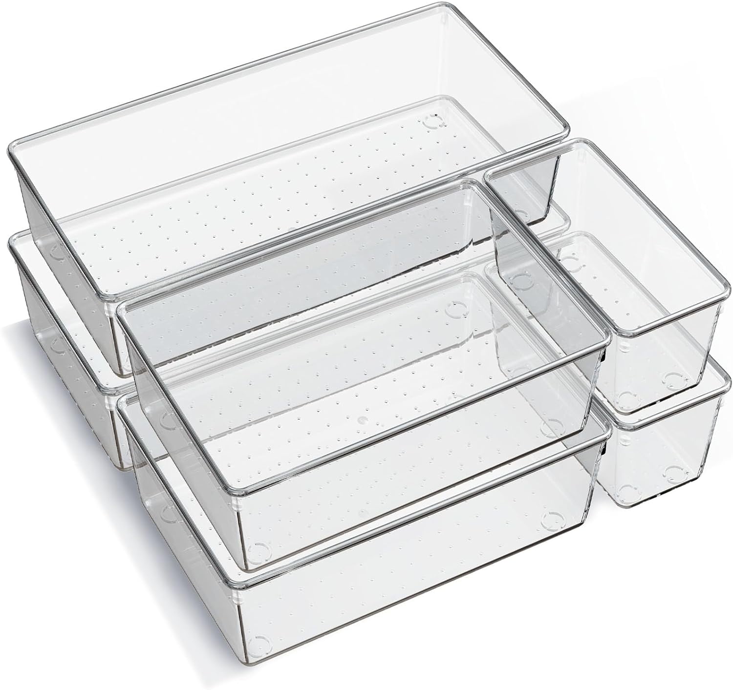 6 Pack Large Clear Plastic Drawer Organizer Trays, Acrylic Kitchen ...