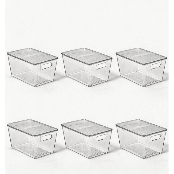 6-Pack Large Clear Plastic Stackable Storage Bins with Lids and Handles ...