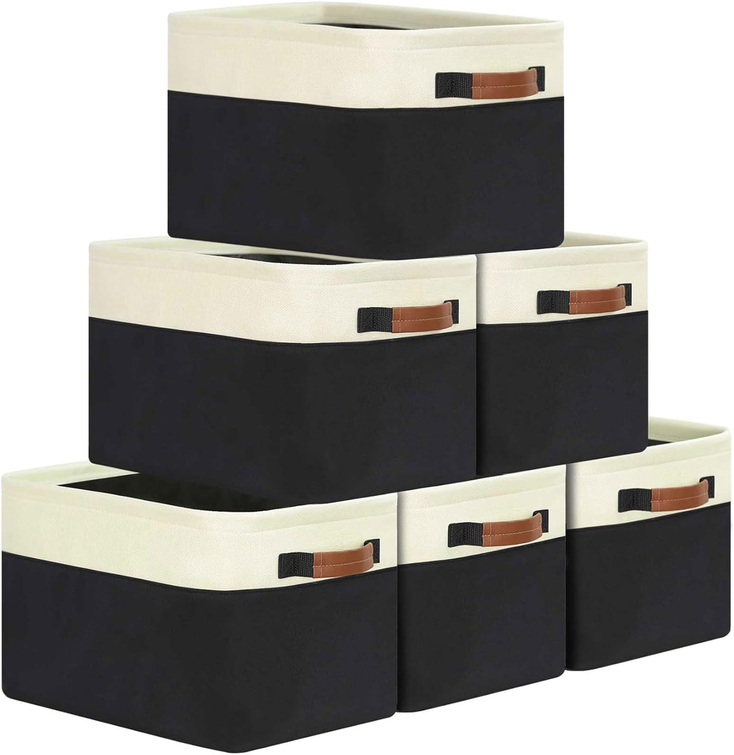6 Pack Large Fabric Storage Bins for Shelves with Metal Frame Opening ...