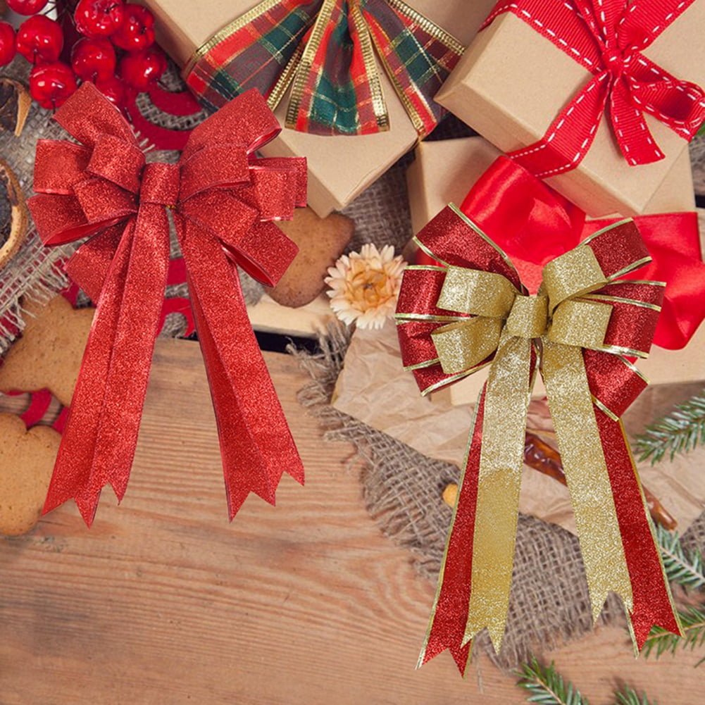 6 Pack Large Glitter Wreath Bows For Christmas Outdoor Decorations