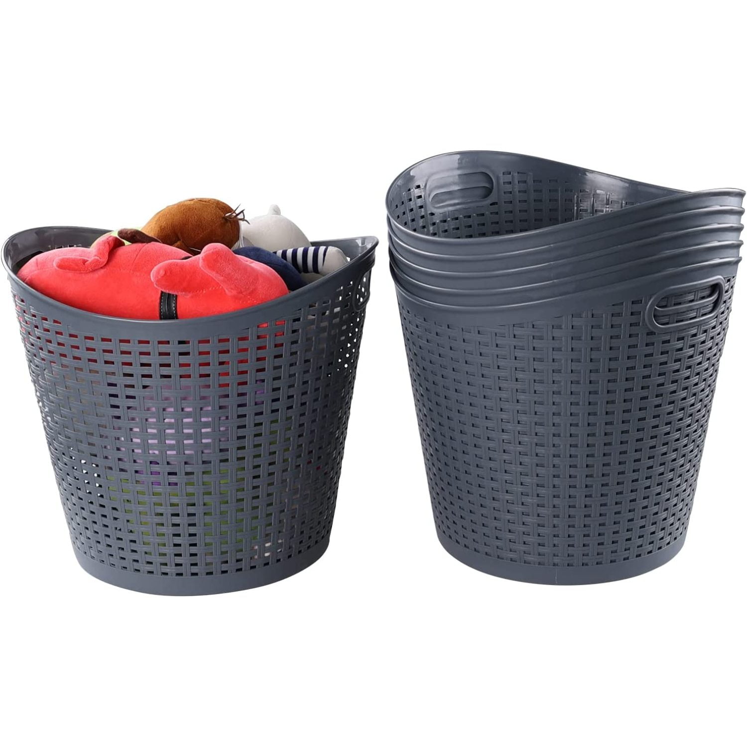 Walmart 6-Pack Durable Large Hamper Basket with Handle, Plastic Clothes ...