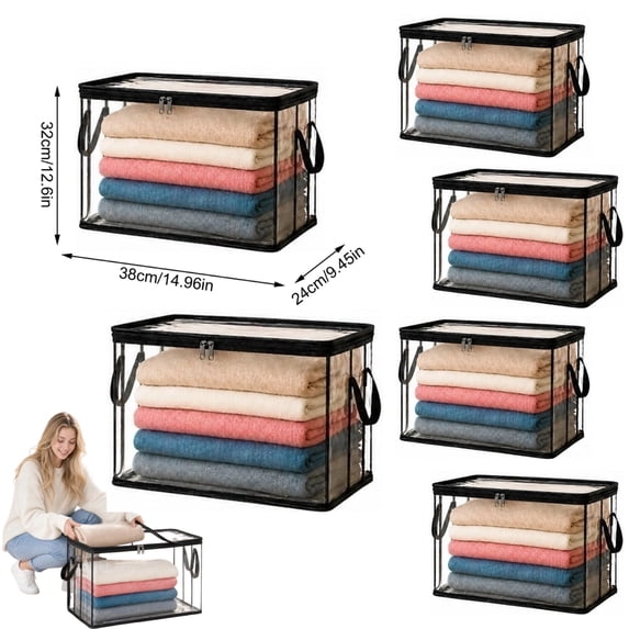 6 Pack Large Heavy Duty Thick Plastic Clear Storage Bag for Clothes ...