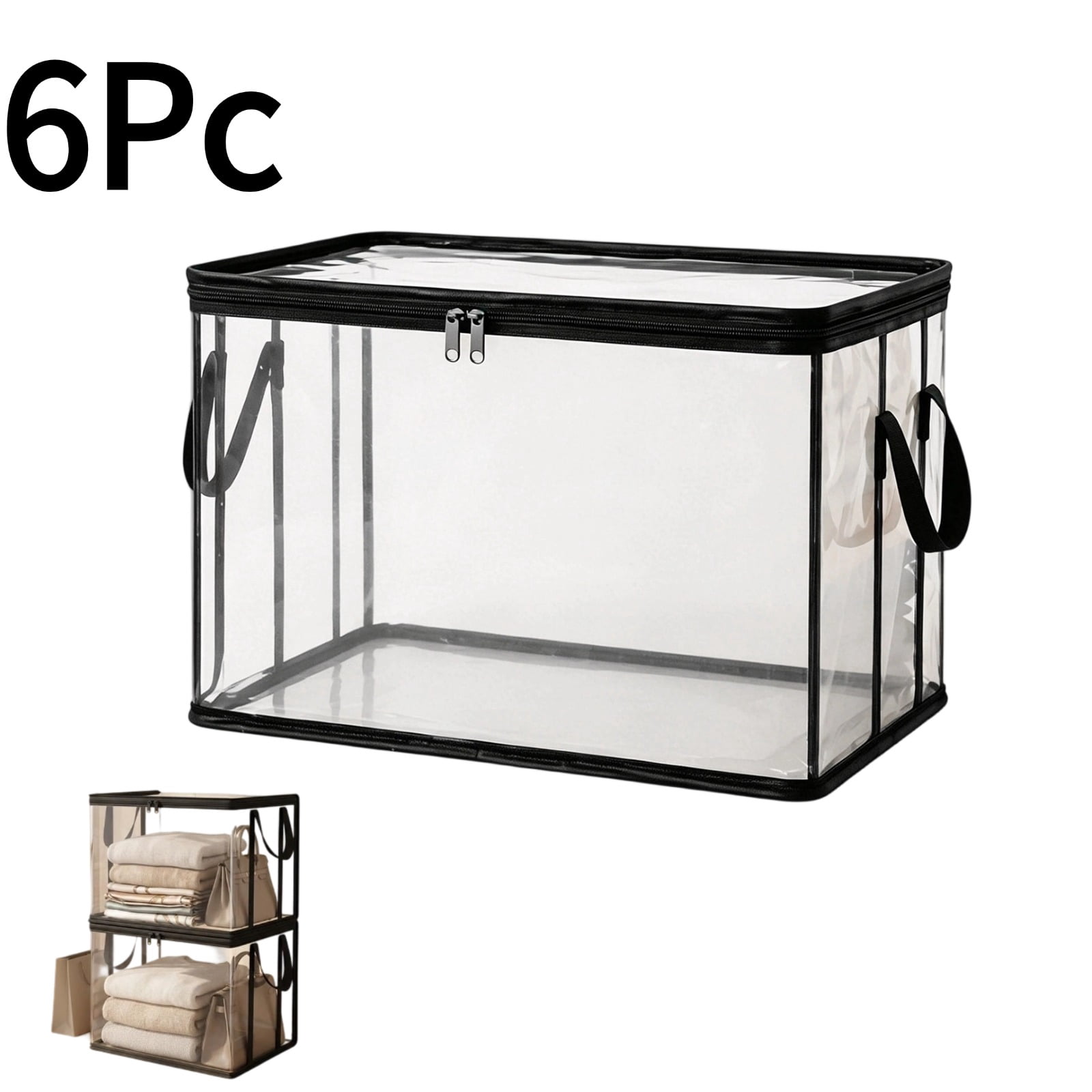6-Pack Large Heavy-Duty Thick Plastic Clear Storage Bag for Clothes ...