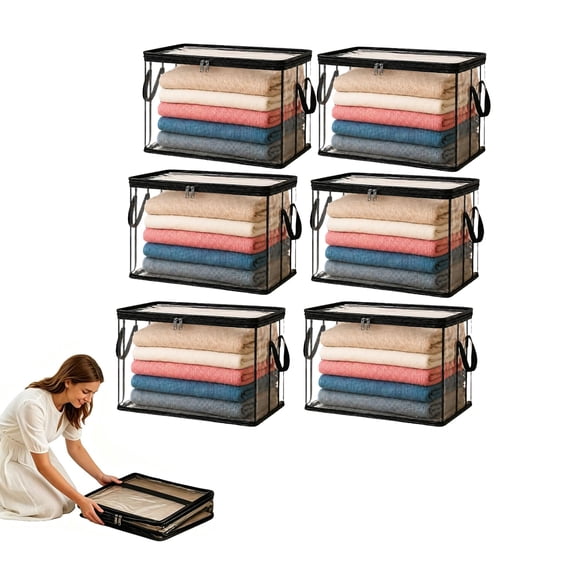 6 Pack Large Heavy-Duty Thick Plastic Clear Storage Bag for Clothes ...
