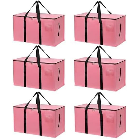 6 Pack Large Moving Bags with Zippers & Carrying Handles, Heavy Duty ...