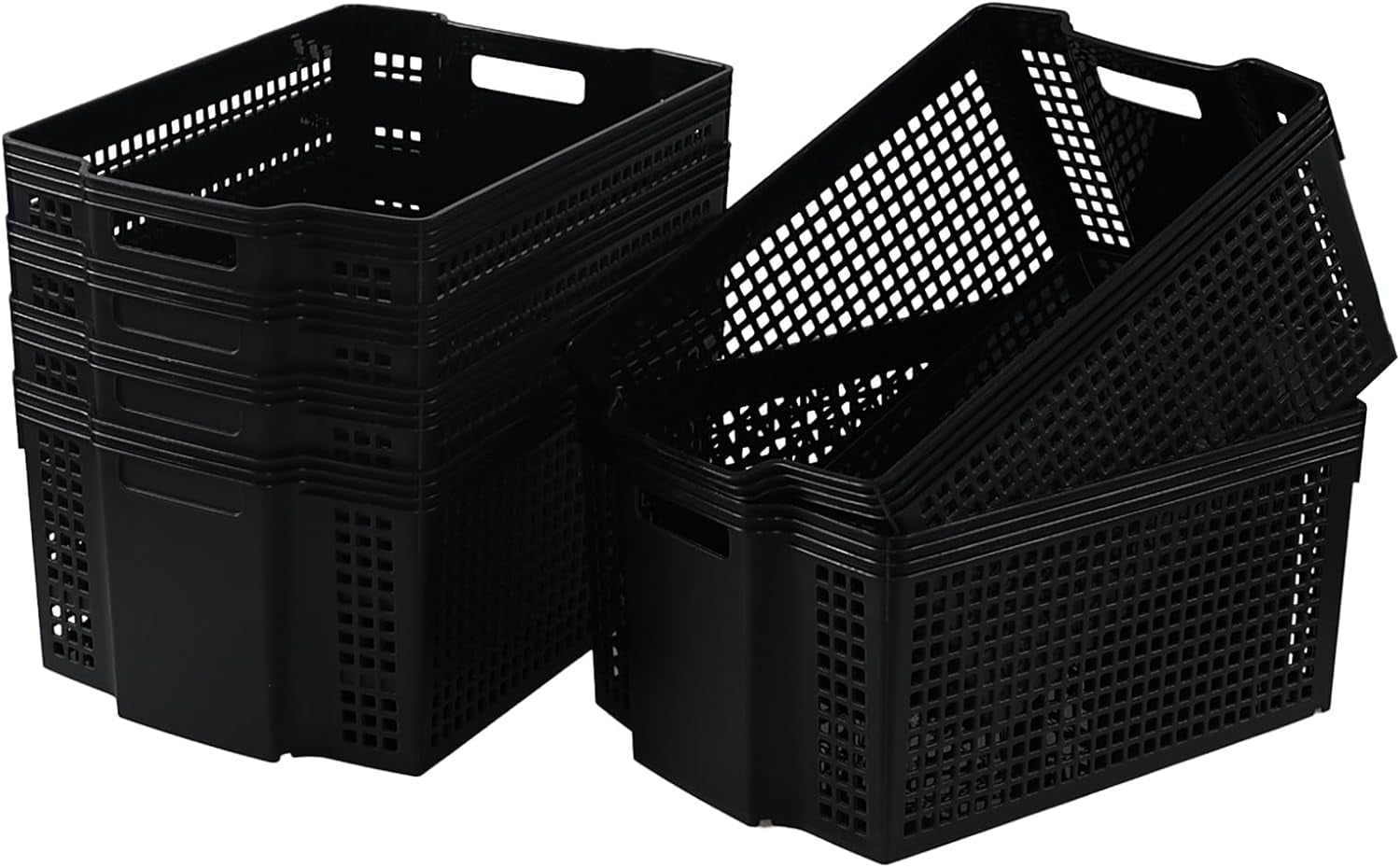 6-Pack Large Plastic Stackable Storage Baskets, Plastic Stacking Bin ...