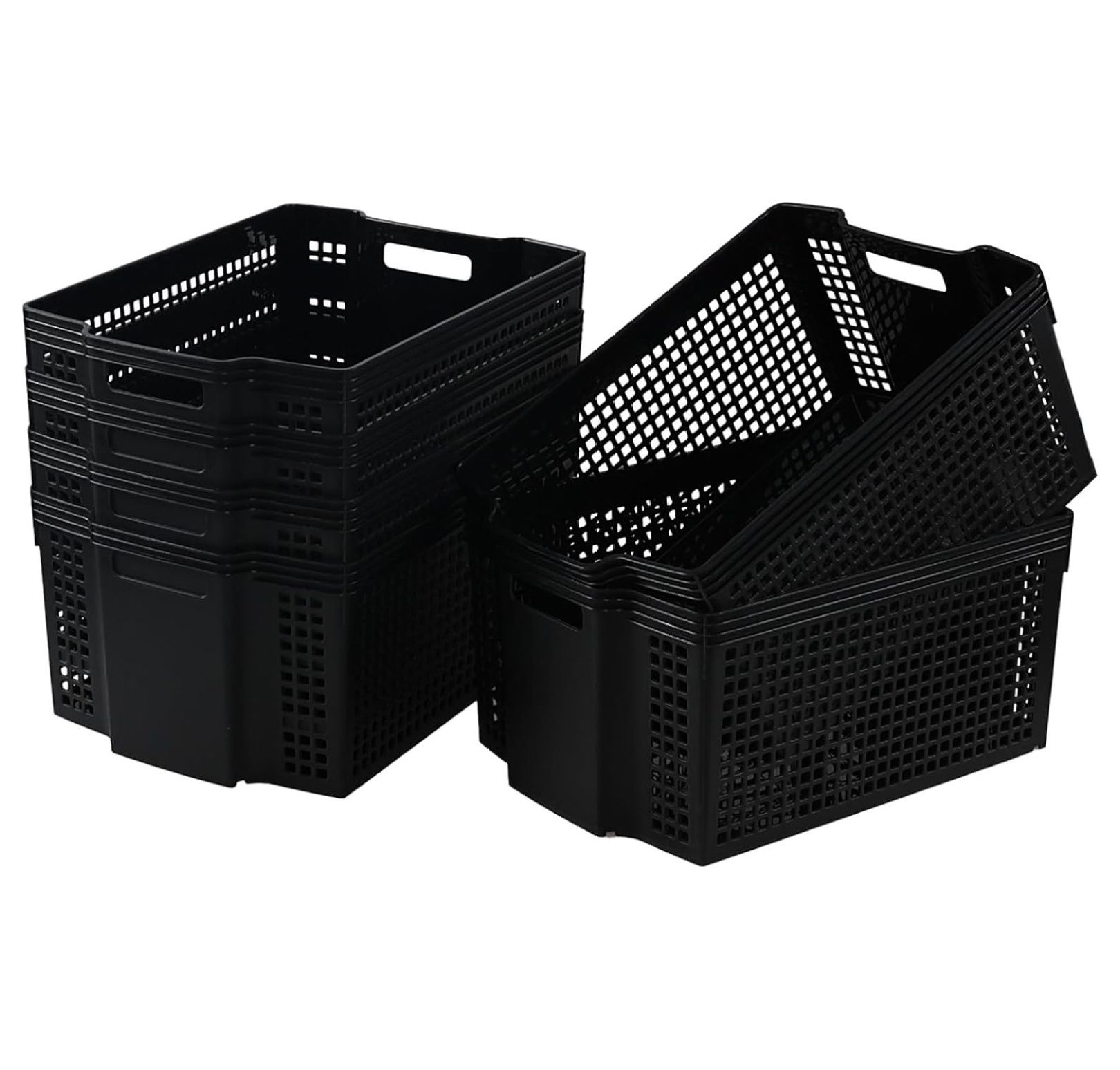 6-Pack Large Plastic Stackable Storage Baskets, Rectangle Plastic ...