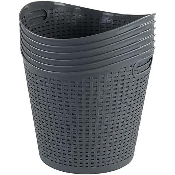 6-Pack Large Plastic Storage Basket, 30 L Laundry Hamper, Gray$$Home ...