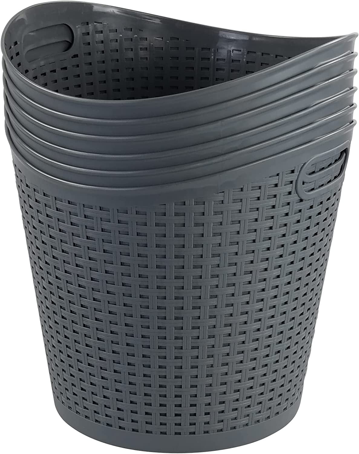 6-Pack Large Plastic Storage Basket, 30 L Laundry Hamper, Gray ...
