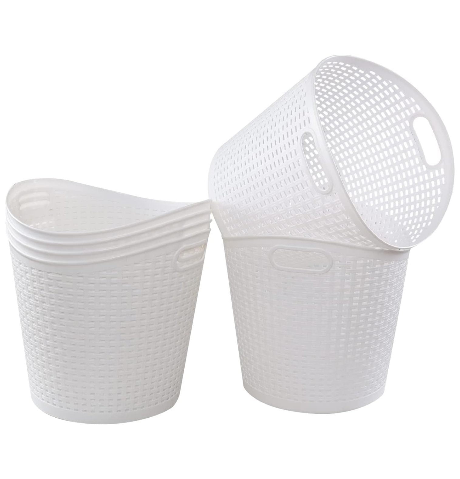 6-Pack Large Plastic Storage Basket, White Laundry Hamper Baskets for ...