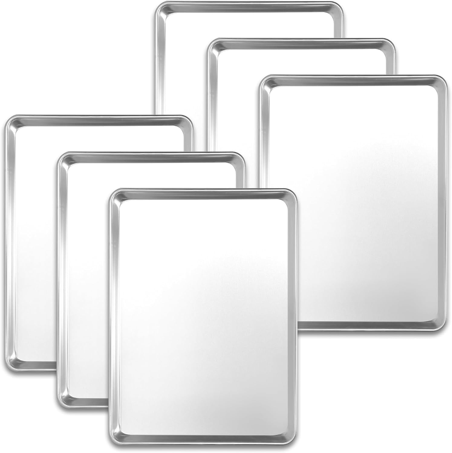 6 Pack Large Size Baking Sheet Pans, Aluminum Commercial Cookie Sheets ...