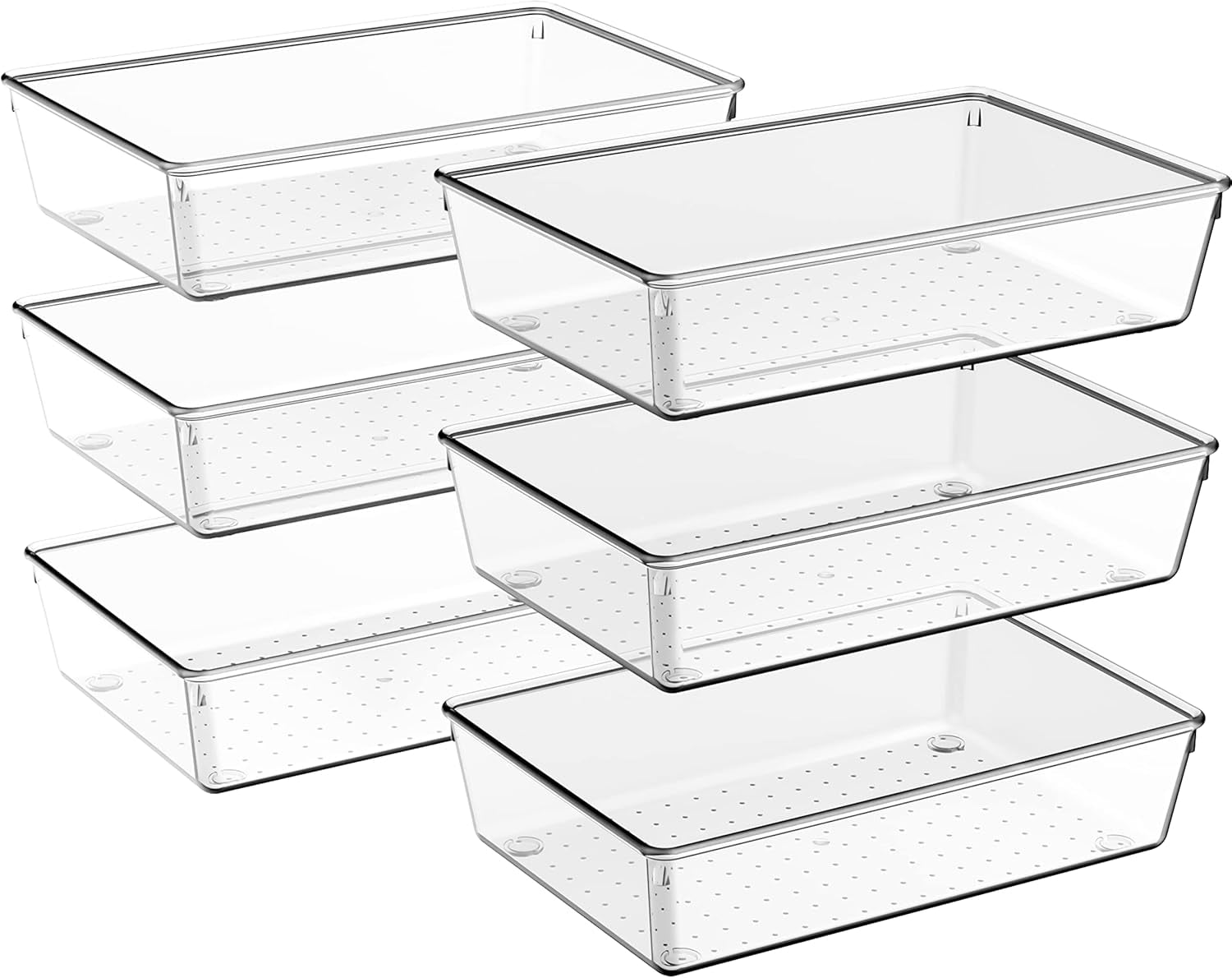 6 Pack Large Size Clear Plastic Versatile Acrylic Stackable Drawer ...