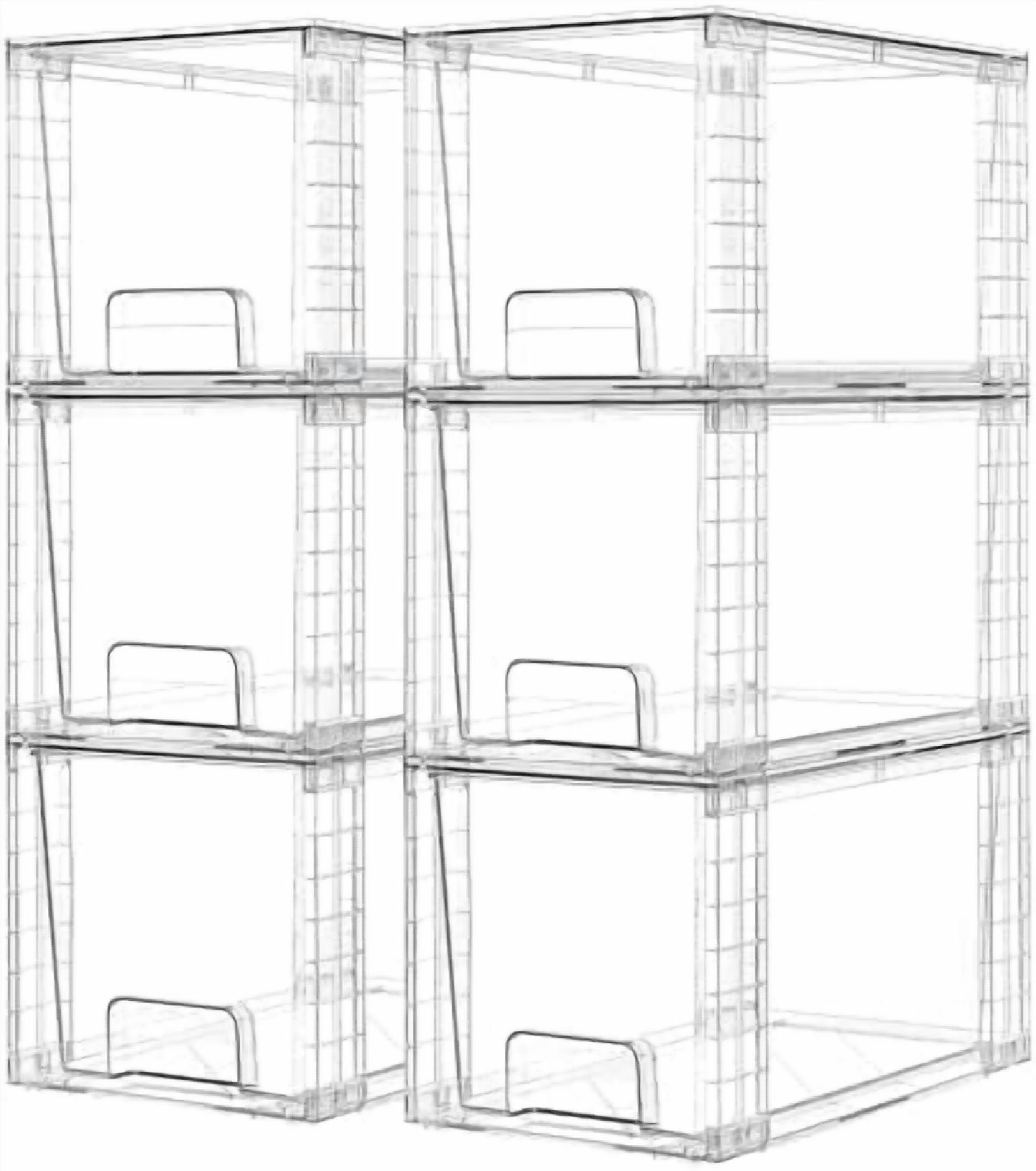 6 Pack Large Stackable Storage Drawers,Easily Assemble Acrylic Bathroom ...