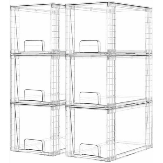 6 Pack Large Stackable Storage Drawers,Easily Assemble Acrylic Bathroom ...