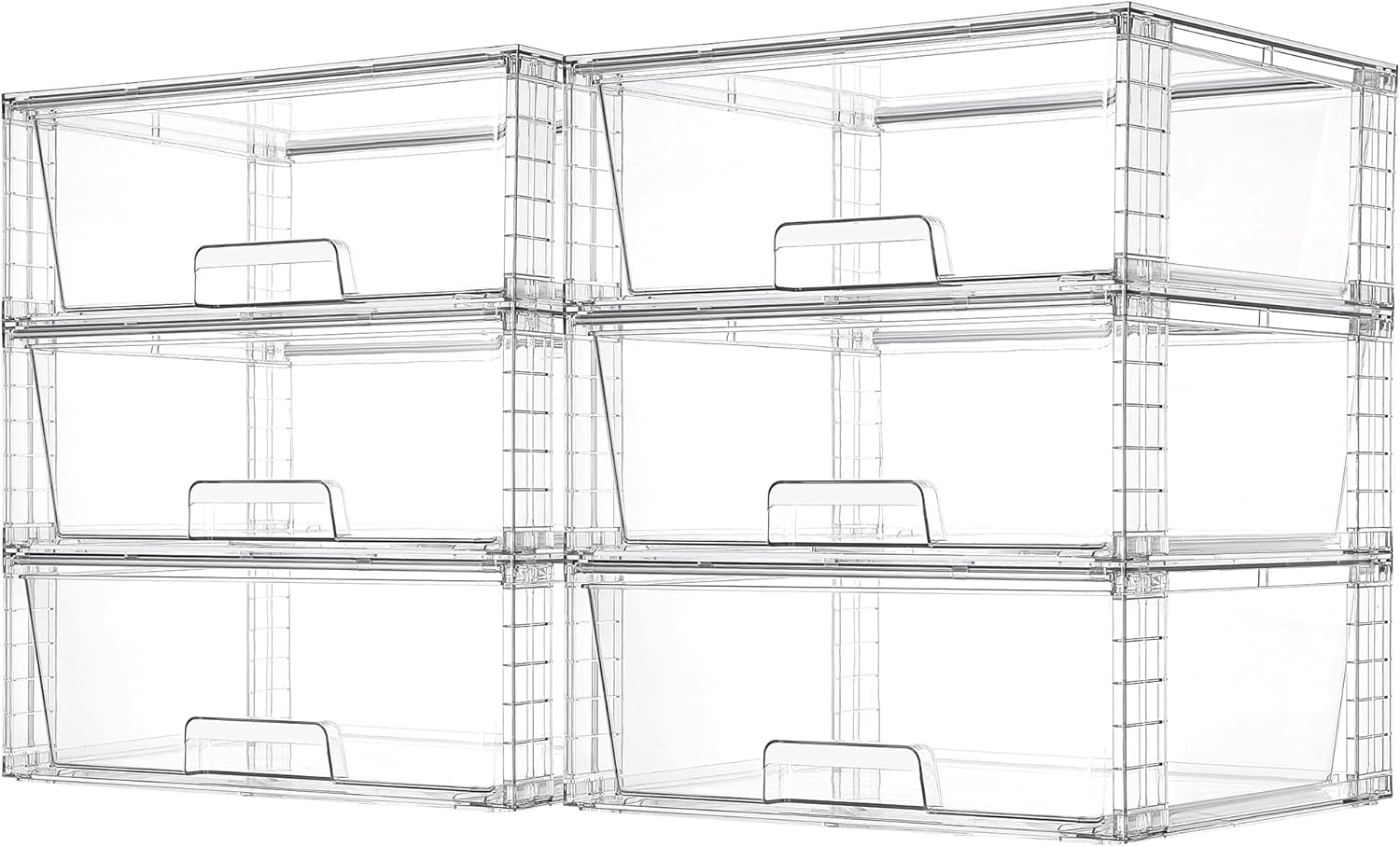 6 Pack Large Stackable Storage Drawers,Easily Assemble Acrylic Bathroom ...